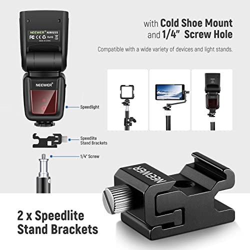NEEWER 8 PCs Hot Shoe Mount Adapter Kit, Including Triple Cold Shoe Mount, 1/4β Screw Adapter, Flash Stand Bracket, and Hot Shoe Cover for DSLR Camera, LED Light, Microphone, Light Stand, Monitor
