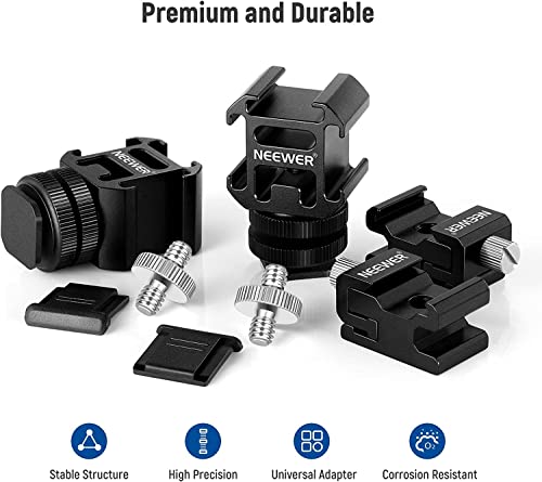 NEEWER 8 PCs Hot Shoe Mount Adapter Kit, Including Triple Cold Shoe Mount, 1/4β Screw Adapter, Flash Stand Bracket, and Hot Shoe Cover for DSLR Camera, LED Light, Microphone, Light Stand, Monitor
