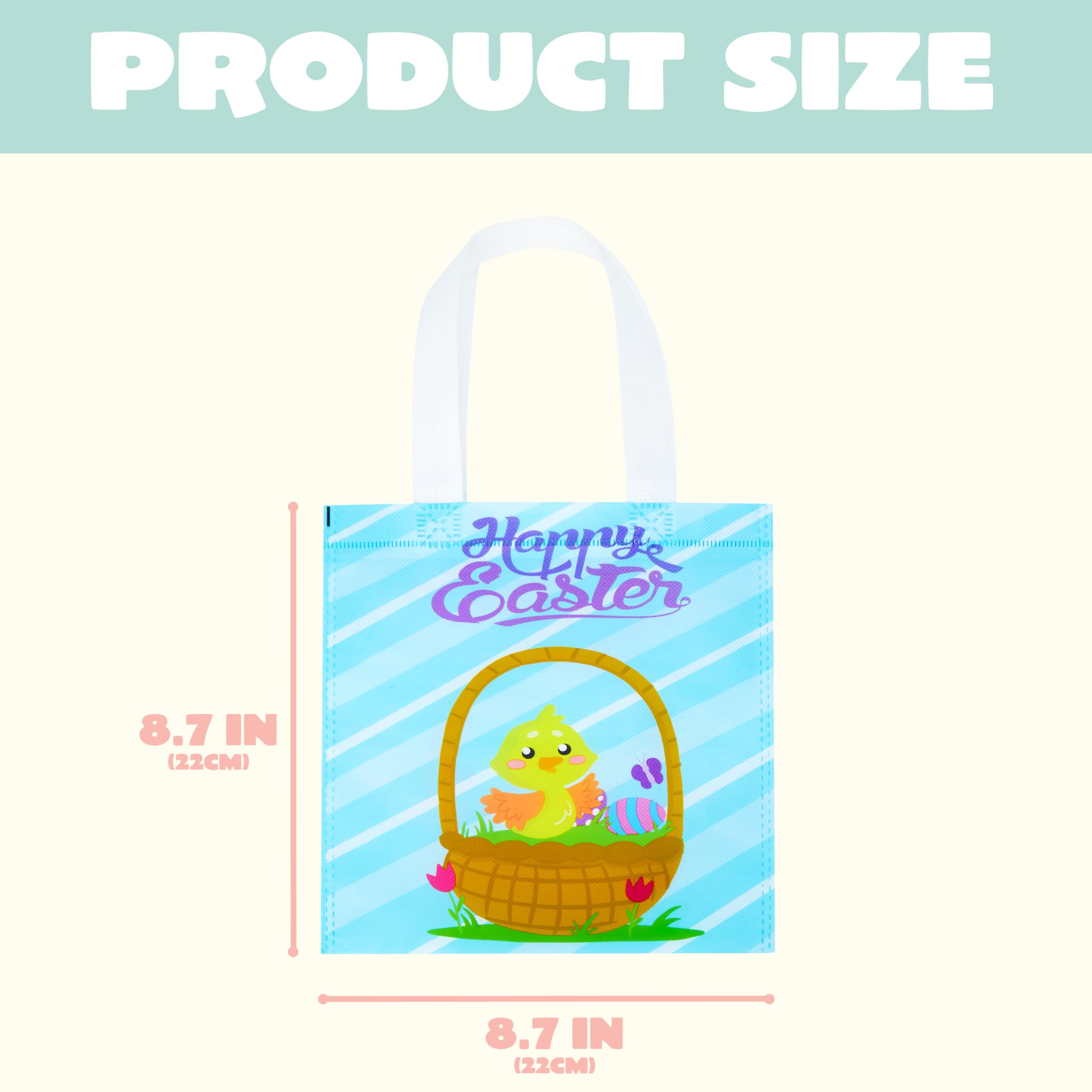 JOYIN 24 Pcs Easter Gift Bags, 8.7" x 8.7" Mini Size Creamed Tone Easter Gift Kraft Treat Goodie Bags and Basket with Handles for Easter Egg Hunt, Easter Party Favors