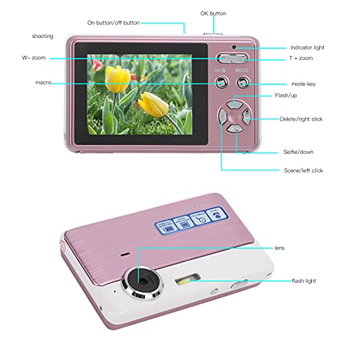 Digital Cameras for Photography, 40MP Vlogging Camera 16X Digital Zoom, Compact Pocket Camera with 2.4 Inch IPS Screen, Portable Camera for Teens Students Seniors (Pink)