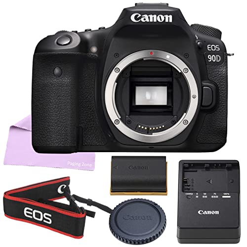 90D DSLR Camera (Body Only) Bundle + Microfiber Cloth - 3616C002 (Renewed)