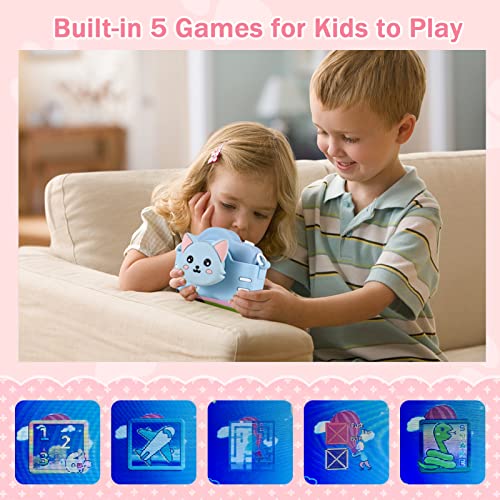 Andoer Mini Cartoon Kids Digital Camera 1080P Digital Video Camera for Kids Dual Lens 2.0Inch IPS Screen 4X Zoom Built-in Battery Cute Photo Frames Interesting Games with Strap Birthday