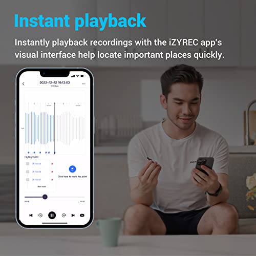Voice Recorder, iZYREC Voice Recorder with 450mAh Battery for 30 Hours Continuous Recording, 40 Hours Voice Activated Recording & Instant Playback Perfect for Meetings, Cars,Lectures