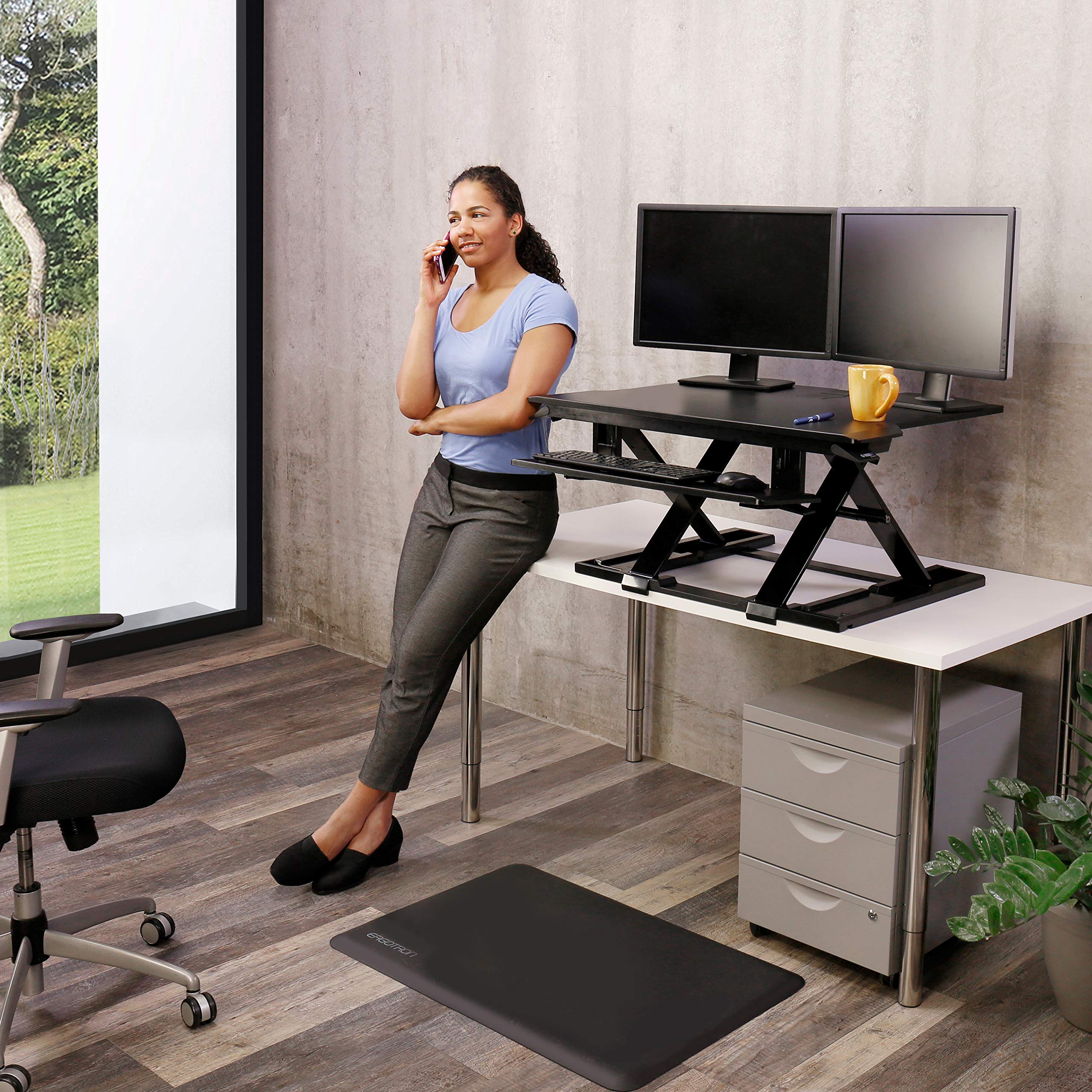 Ergotron – WorkFit-TX Standing Desk Converter, Dual Monitor Sit Stand Ergonomic Desk Riser for Tabletops – 32 Inch Width, Black