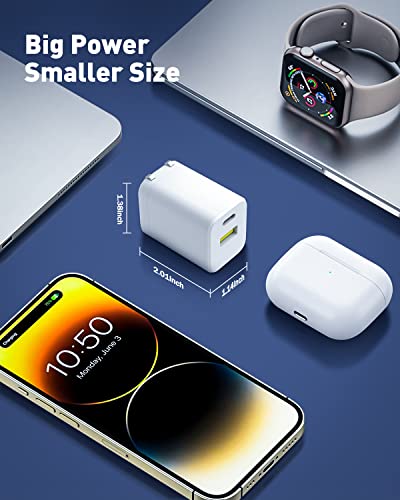 USB C Wall Charger,USB C Charger Block,Fast Charger Block Compatible for Samsung Galaxy S23 S22 Ultra S21 S20+ Watch 5 A71 A20 A14 A23,33W Dual Port for iPhone 14 13 12 Pro Max Apple Watch Series 8