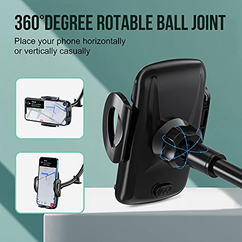 Windshield Car Phone Mount, Gooseneck Cell Phone Holder Car Window, Universal 360 Degree Rotation Long Arm Windscreen Suction Cup Cradle Flexible with Anti-Shake Stablier for iPhone, Samsung Galaxy