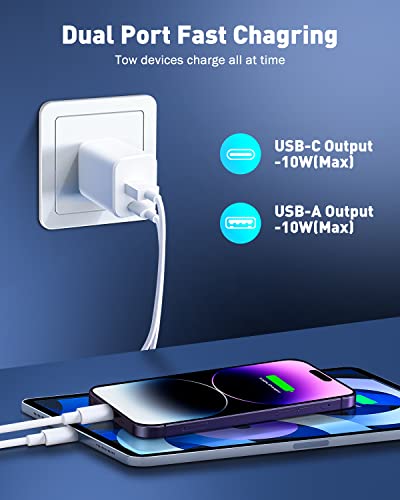USB C Wall Charger,USB C Charger Block,Fast Charger Block Compatible for Samsung Galaxy S23 S22 Ultra S21 S20+ Watch 5 A71 A20 A14 A23,33W Dual Port for iPhone 14 13 12 Pro Max Apple Watch Series 8