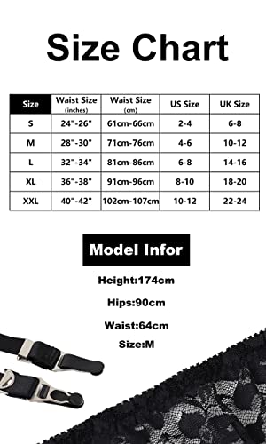PERAMBRY Women's lace sexy garter belt stockings garter belt mesh suspenders (garter belt only sold)(Lace black m)