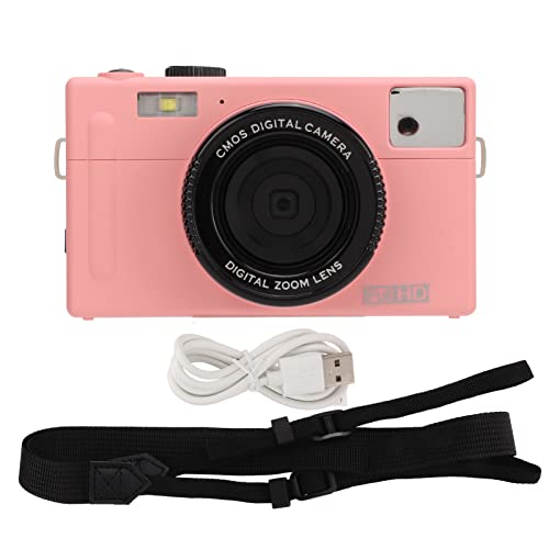 ASHATA 1080P FHD Micro Single Digital Camera 24MP 3 Inch TFT LCD Display 16X Digital Zoom Portable Mini Vlogging Camera Mirrorless Camera for Students, Teens, Kids(Pink)