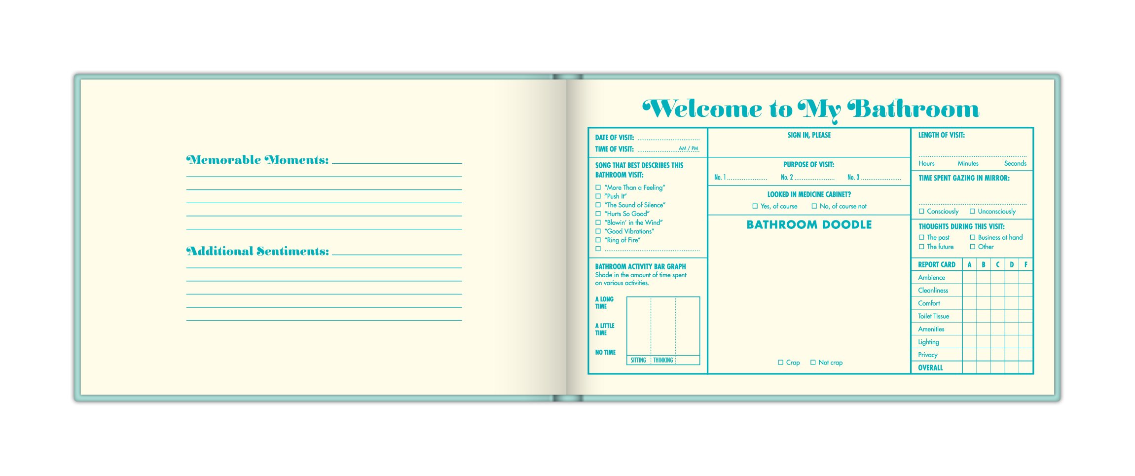 Knock Knock Bathroom Guest Book, Funny Guest Bathroom Book & Gift for Adults, Fill-in-the-Blank Book, 112 Pages