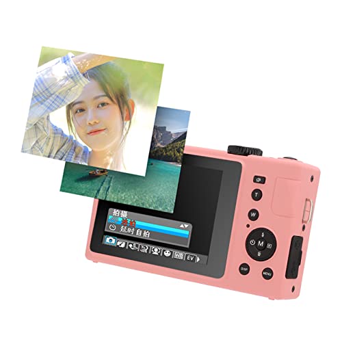 ASHATA 1080P FHD Micro Single Digital Camera 24MP 3 Inch TFT LCD Display 16X Digital Zoom Portable Mini Vlogging Camera Mirrorless Camera for Students, Teens, Kids(Pink)