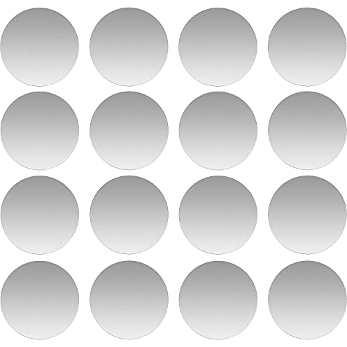 SALEX Phone Metal Plates for Magnetic Car Mount, Wall, Phone Holder. Replacement Set of 16 Silver Round Iron Discs Without Holes. 3M Adhesive Thin Steel Cell Phone Case Back Magnet Stickers 16 Pack.