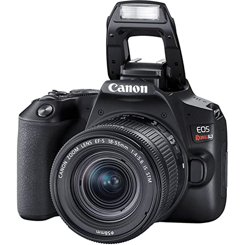 EOS Rebel SL3 DSLR Camera with EF-S 18-55mm f/4-5.6 is STM and EF 75-300mm f/4-5.6 III Lens + Accessory Bundle Kit (Flash, Travel Charger, Extra Battery, and More)