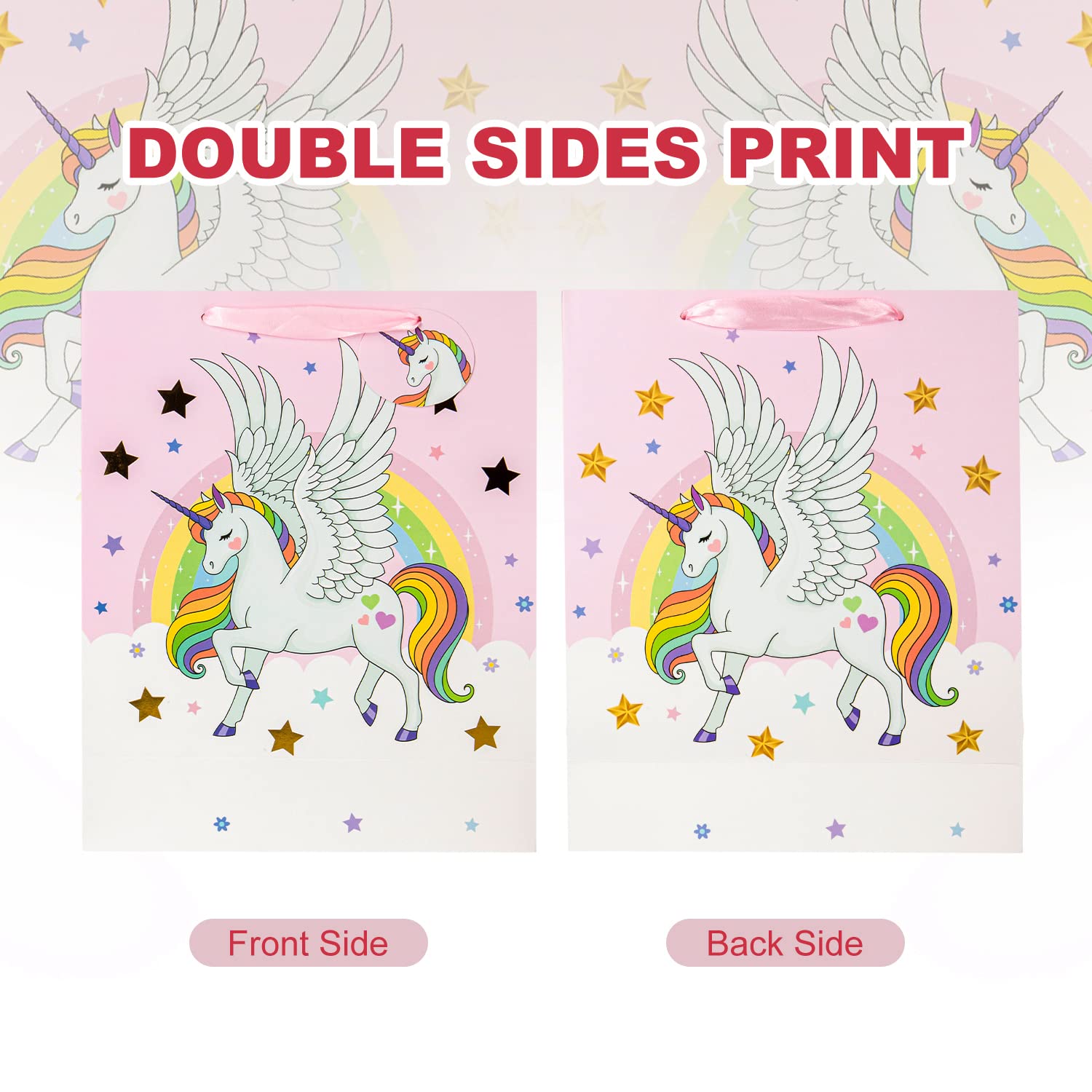 13" Large Gift Bag for Girls and Kids Birthday Baby Shower with Tissue Paper 1-Pack (Unicorn)