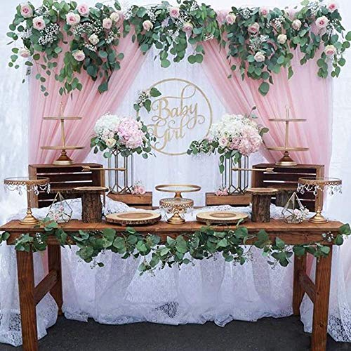 Party Backdrop Background Pink Chiffon Fabric Curtains 10ft x 10ft for Wedding Photo Backdrop Baby Shower Decoration