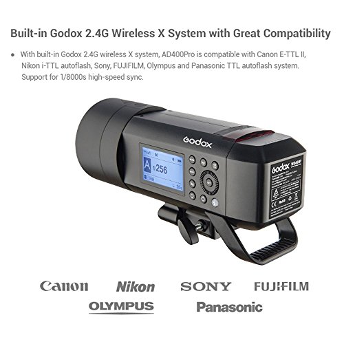 Godox Flash Strobe AD400 Pro AD400Pro All-in-One Outdoor Studio Monolight 400W Photographic Lighting for Canon Sony Nikon Fuji Olympus Panasonic Camera TTL 2.4G HSS GN72-30W LED Modeling Lamp
