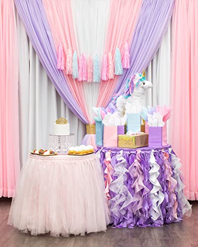 Party Backdrop Background Pink Chiffon Fabric Curtains 10ft x 10ft for Wedding Photo Backdrop Baby Shower Decoration