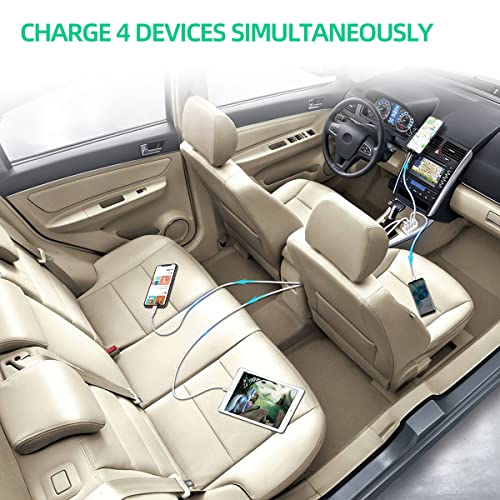 USB C Car Charger Adapter 84W, 4 USB Ports Fast Car Charger, PD3.0 QC3.0 Car Phone Charger Fast Charging Compatible with iPhone 13 12 11 Pro Max iPad, Samsung Galaxy S22/Note 20, Tablet, Pixel, LG.