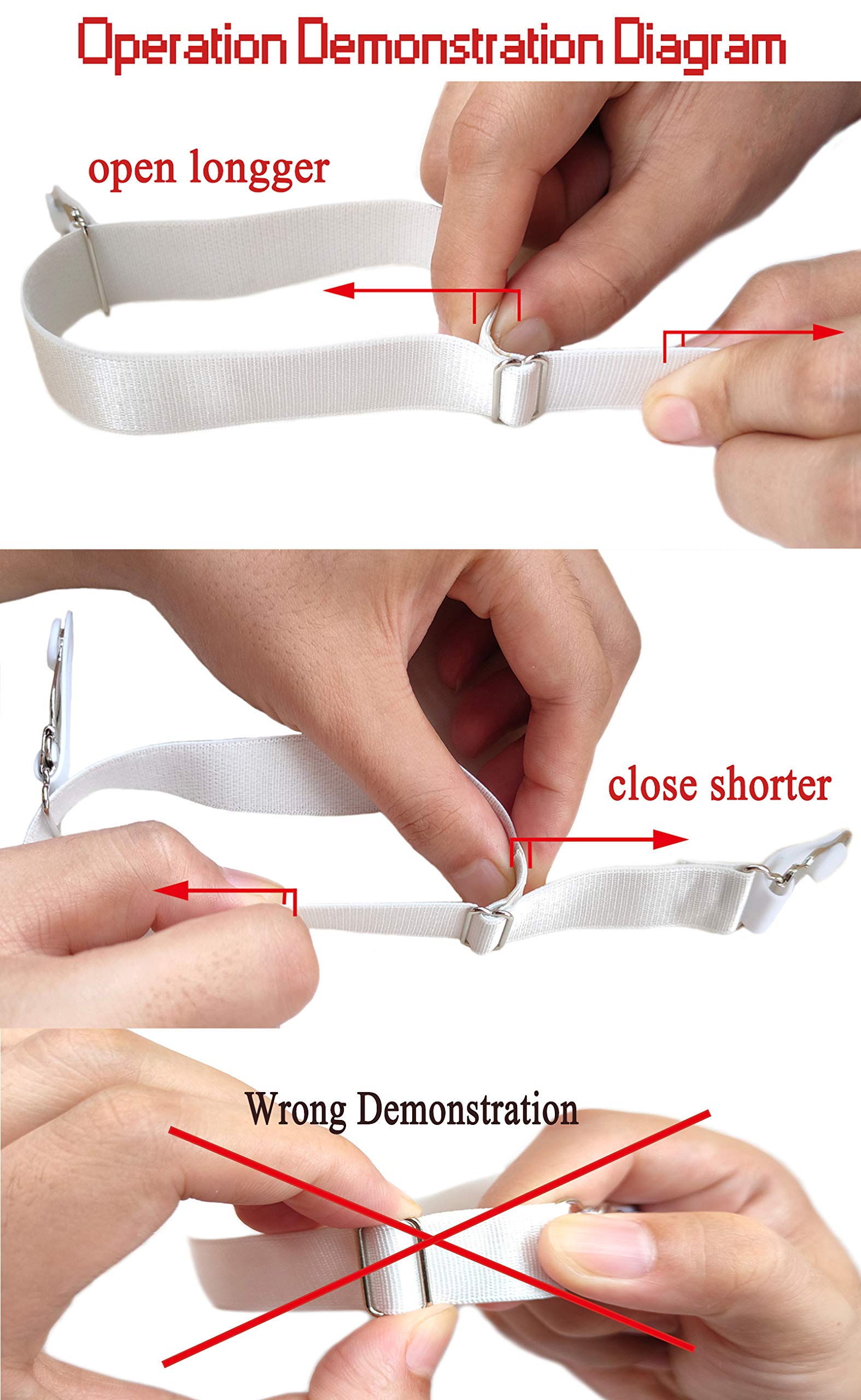 Stocking Clip Garter Adjustable Elastic Belt Two-Way Socks Lace Garter Multifunctional Fixing Clip Non-Slip 4pcs (White one)