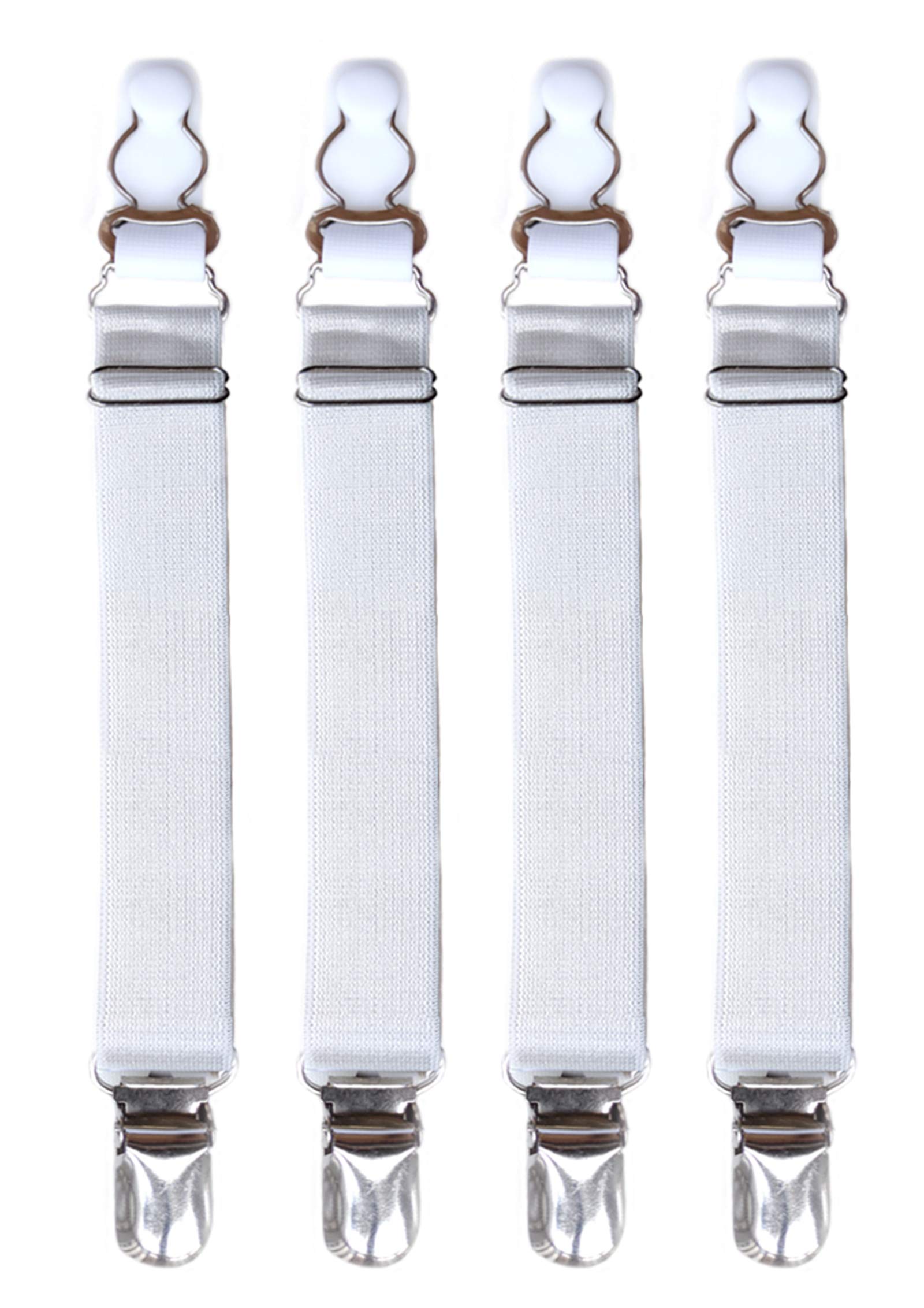 Stocking Clip Garter Adjustable Elastic Belt Two-Way Socks Lace Garter Multifunctional Fixing Clip Non-Slip 4pcs (White one)