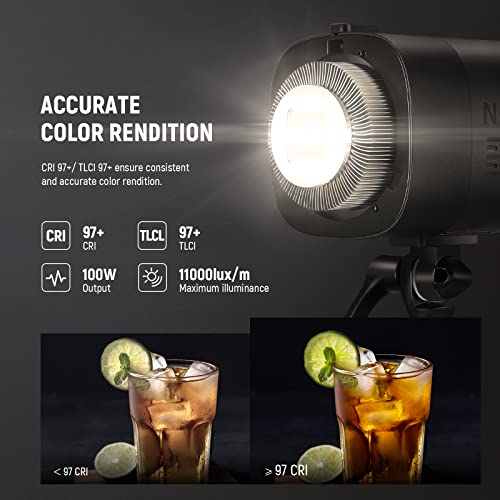 NEEWER 100W LED Video Light, 5600K Bowens Mount Continuous Lighting Kit with Stand, Softbox, CRI 97+,TLCI 97+ 11000Lux/m with 2.4G Remote for Video Recording,Wedding,Outdoor Shooting,YouTube (CB100)