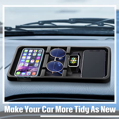 Extra Large Dashboard Mat for Car Dashboard Accessories, Anti Skid Car Dashboard Pad Compatible with All Smartphone Car Non Slip Pad for Dashboard with 6 Non Marking Tape, 12.60 x 6.81 Inch