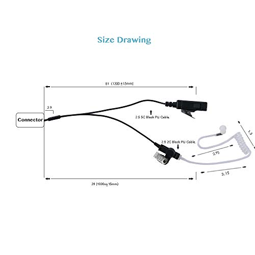 Klykon XPR3300e Earpiece, 2 Wire Surveillance Security Acoustic Tube Eeapiece Headset PTT Mic for Motorola XPR3300e XPR3500 XPR3500e XPR3000 XPR3300 Walkie Talkie 2 Way Radio