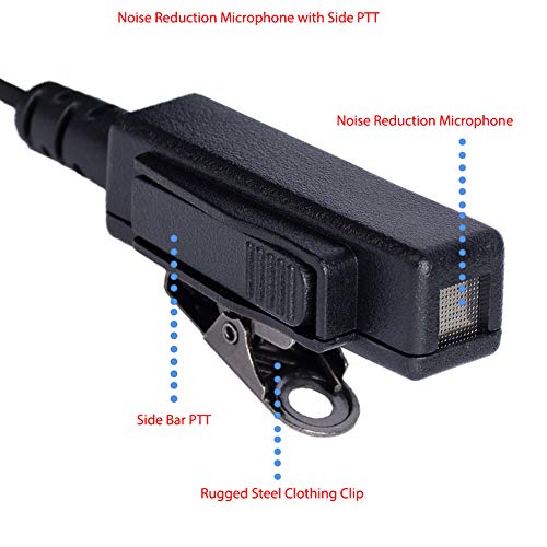 Klykon XPR3300e Earpiece, 2 Wire Surveillance Security Acoustic Tube Eeapiece Headset PTT Mic for Motorola XPR3300e XPR3500 XPR3500e XPR3000 XPR3300 Walkie Talkie 2 Way Radio