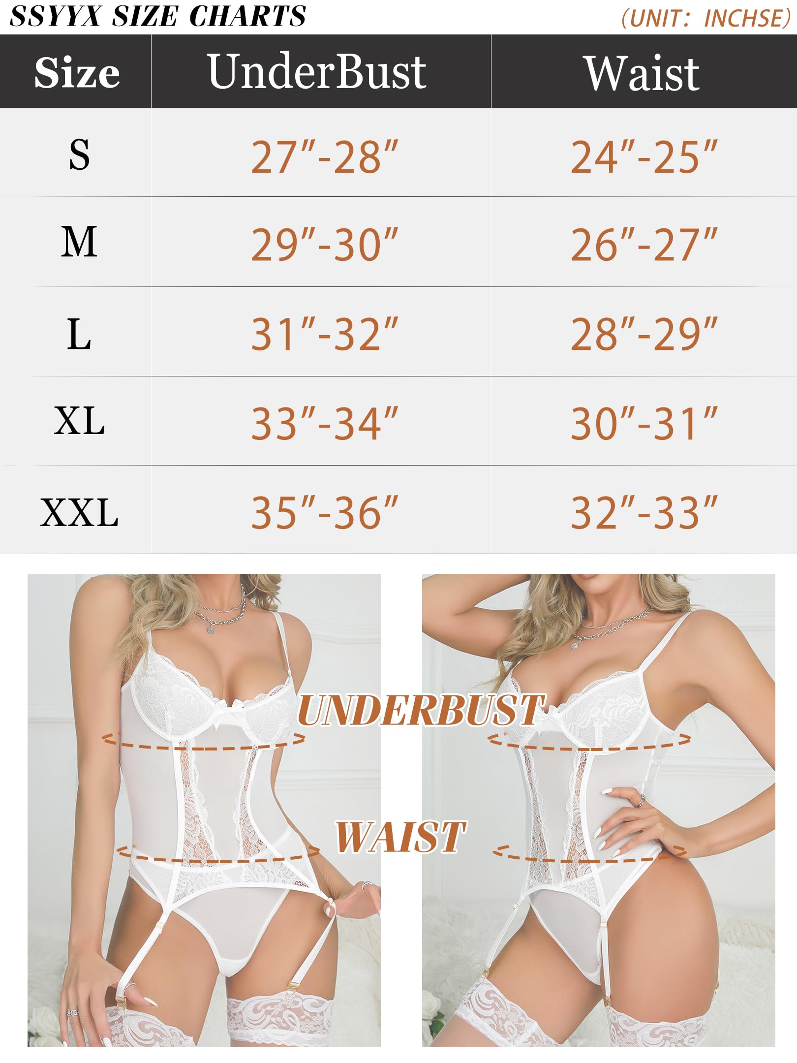 Women's Sexy Lingerie Set with Garter Belt Lace Bodysuit Teddy Baby Dolls Panty with Stockings