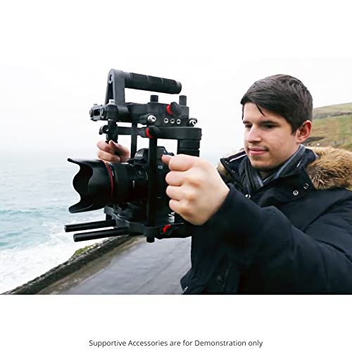 Filmcity Power Video Camera Cage Rig for DSLR/DSLM Cameras. Ergonomic & Secure Support, Adjustable Grip Handles. Quick Mounting, Multiple Accessory Threads, 1/4"-20 & 3/8"-16 Tripod Threads (FC-CTH)