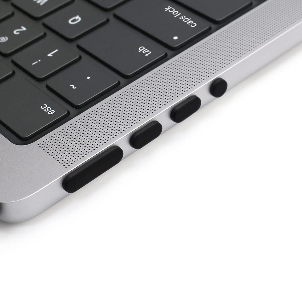 ProElife 7 Pcs Anti Dust Dirt Plug Cups Set for 2023-2021 MacBook Pro 14.2 inch 16.2 inch M3 M2 M1 Pro/Max (Model: A2779/A2442/A2780/A2485) Accessory Silicone Anti Dirt Protective Cover (Black)