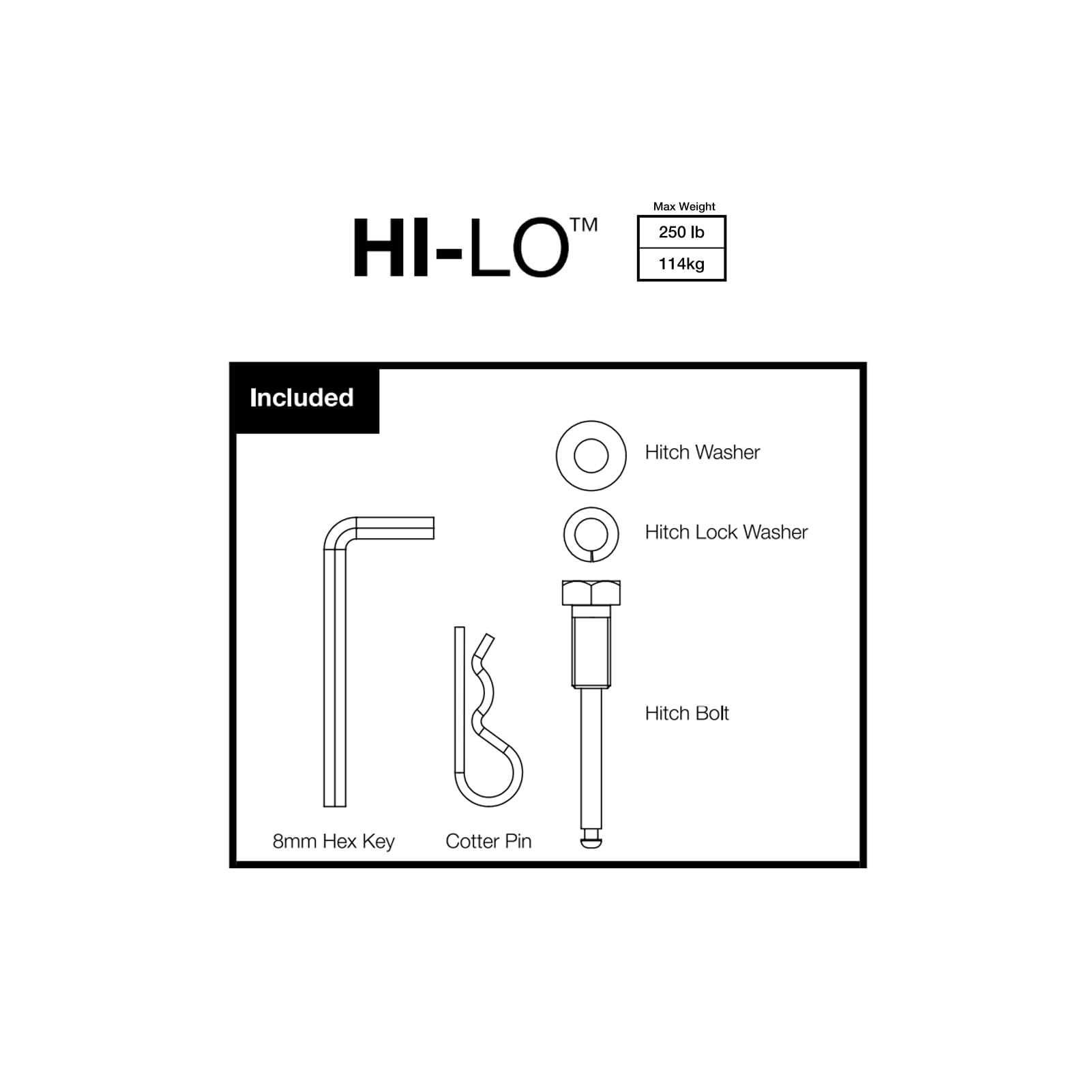 Kuat Hi-Lo 2" Hitch Extension, 7" or 10" Extension, 2 1/8" Rise/Drop Product Name