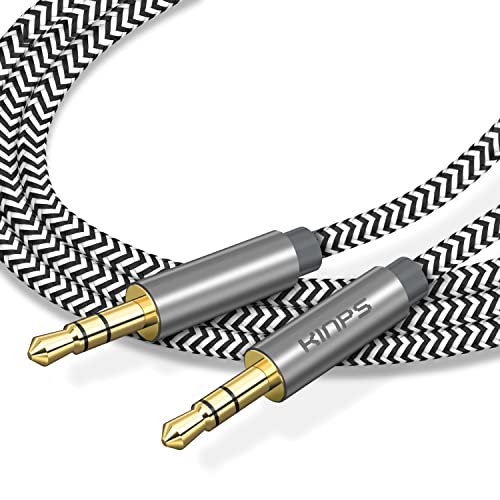 KINPS Auxiliary Audio Cable 3.5mm Aux Cord Stereo Jack Male to Male Aux Cable for Phones, Headphones, Speakers, Tablets, PCs, MP3 Players and More (10FT/3M, Gray)