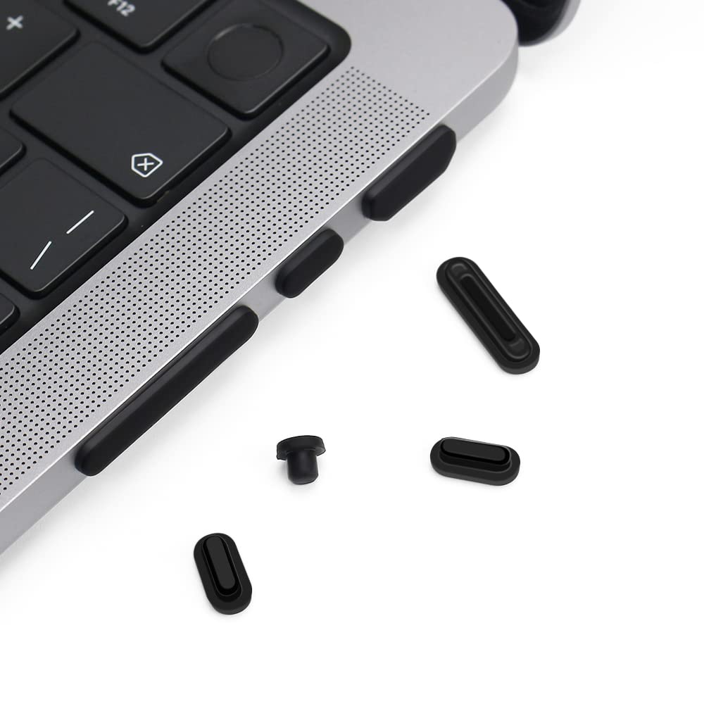 ProElife 7 Pcs Anti Dust Dirt Plug Cups Set for 2023-2021 MacBook Pro 14.2 inch 16.2 inch M3 M2 M1 Pro/Max (Model: A2779/A2442/A2780/A2485) Accessory Silicone Anti Dirt Protective Cover (Black)