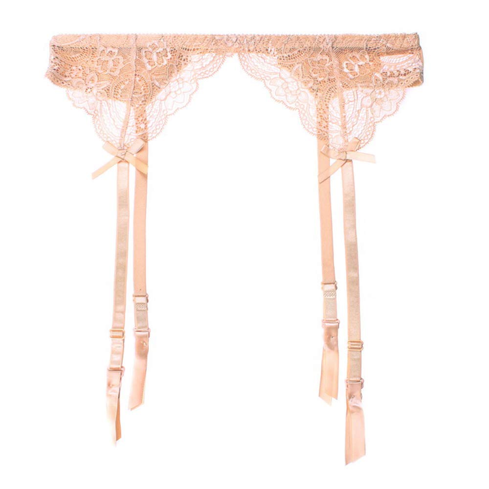 Aneliya Women's Lace Garter Belt for Thigh High Stockings(Beige)