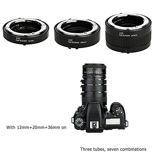 JJC F Mount Auto Focus Macro Extension Tube Set for Nikon D850 D750 D780 D3500 D3400 D7500 D7200 D7100 D7000 D5600 D5500 D5300 D5200 D5100 D5000 D3300 D3200 D3100 D800 D810 D700 D610 D600 D500 & More