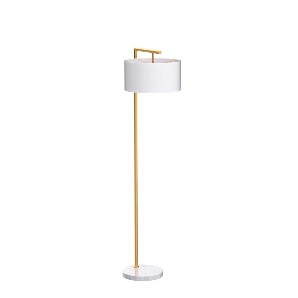 Archiology Floor Lamp - Gold Floor Lamp with Marble Base & White Linen Drum Shade ,Modern Floor Lamps for Living Room,Bedrooms, Study Room and Office (62.2’’)
