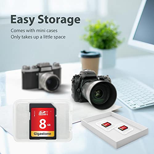 Gigastone 8GB 10-Pack SD Card UHS-I U1 Class 10 SDHC Memory Card Full HD Video Canon Nikon Sony Pentax Kodak Olympus Panasonic Digital Camera, with 10 Mini Cases