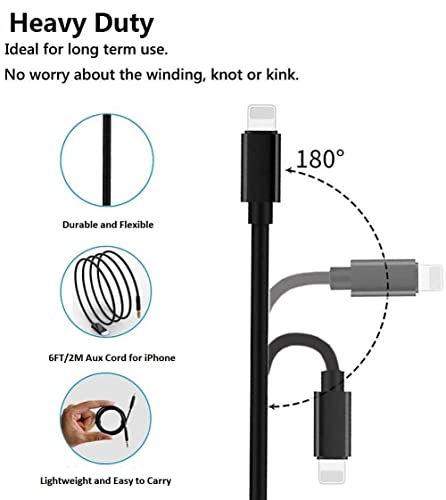 Aux Cord for iPhone Car Adapter,3.3Ft [Apple MFi Certified] Lightning to 3.5mm Aux Audio Cable Compatible with iPhone14/13/12/11/XS/XR/X 8 7 6/iPad/iPod to Car/Home Stereo,Speaker,Headphone All iOS