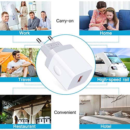 European USB Wall Charger Quick Charge 3.0 EU Power Plug Adapter Fast Charging for iPhone 14/13/13Pro Max/13Mini/12 Pro Max/12 Mini/SE/11,Samsung Galaxy S23 Ultra/S22/S21/S20 5G,Google Pixel 7/6 Pro/5