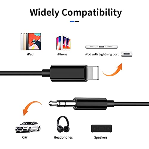 Aux Cord for iPhone Car Adapter,3.3Ft [Apple MFi Certified] Lightning to 3.5mm Aux Audio Cable Compatible with iPhone14/13/12/11/XS/XR/X 8 7 6/iPad/iPod to Car/Home Stereo,Speaker,Headphone All iOS