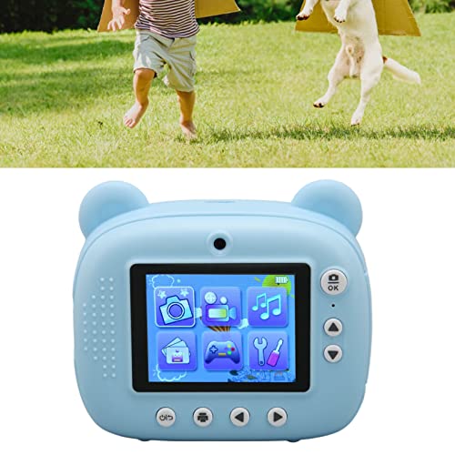 Children HD Camera, Music Playback Kids Camera Auto Focus 1050mah Battery Cute for Gifts (Blue)