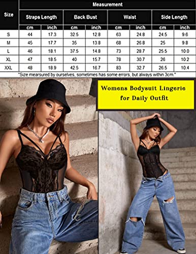 Avidlove Women Lingerie with Garter Belt Lace Teddy Bodysuit Gartered One Piece Babydoll Black, XXL