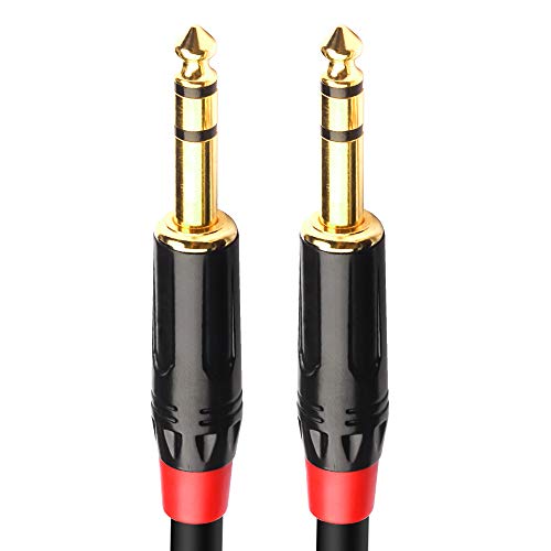 DISINO 1/4 inch TRS Cable, Heavy Duty 6.35mm Male to Male Stereo Jack Balanced Audio Path Cord Interconnect Cable - 10 feet/3 Meters