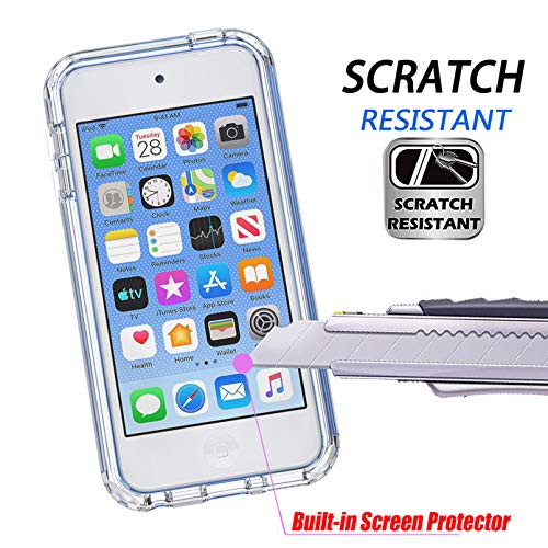 BESINPO iPod Touch 7th Generation Case, iPod Touch 6th/5th Generation Case, Full-Body Built-in Screen Protector Rugged Protection Shockproof Clear iPod Touch Case Cover for iPod Touch 7/6/5