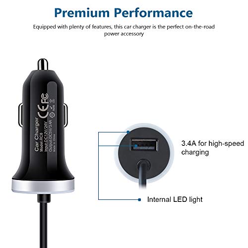 USB C Car Charger, 3.4A Fast Charging Car Adapter+3ft Type C Cable for Samsung Galaxy S23 S22 S21 S20 S10 Note 20 A10E A20 A50 A51 A01 A71 A11,LG Stylo 6/5/4 G7 V60 ThinQ Moto G8 G7 Google Pixel 4 3a