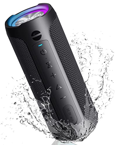 AUKTECH Bluetooth Speakers - Portable Speakers Bluetooth Wireless(100ft), 24W Loud Stereo Sound, Led Lights, 20H Playtime, IPX7 Waterproof Speaker for Outdoor, Home, Party, Beach, Shower