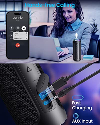 AUKTECH Bluetooth Speakers - Portable Speakers Bluetooth Wireless(100ft), 24W Loud Stereo Sound, Led Lights, 20H Playtime, IPX7 Waterproof Speaker for Outdoor, Home, Party, Beach, Shower