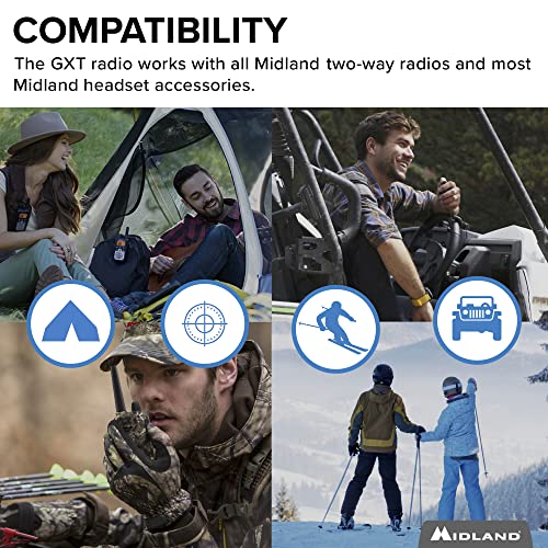 Midland 50 Channel Waterproof GMRS Two-Way Radio - Long Range Walkie Talkie with 142 Privacy Codes, SOS Siren, and NOAA Weather Alerts and Weather Scan (Black/Silver, Pair Pack)
