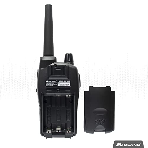 Midland 50 Channel Waterproof GMRS Two-Way Radio - Long Range Walkie Talkie with 142 Privacy Codes, SOS Siren, and NOAA Weather Alerts and Weather Scan (Black/Silver, Pair Pack)